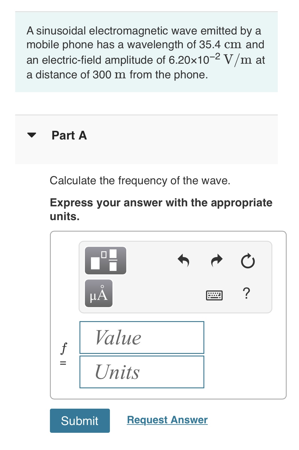 Solved A sinusoidal electromagnetic wave emitted by a mobile | Chegg.com