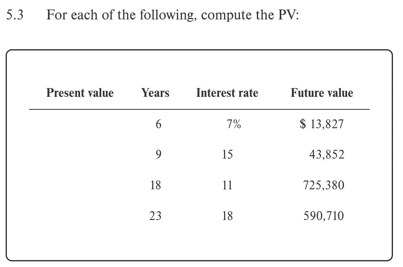 Solved .3 For each of the following, compute the PV: | Chegg.com