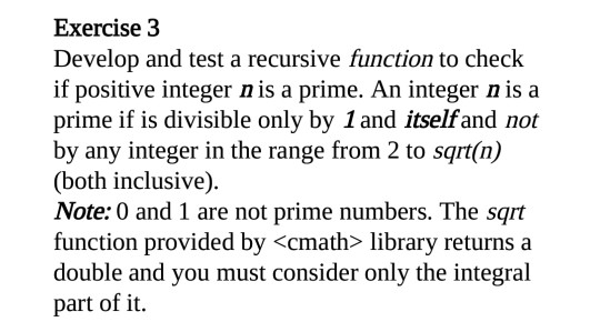 Solved Exercise 3 Develop and test a recursive function to | Chegg.com