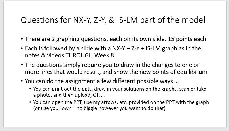 Solved Questions for NX-Y, Z-Y, \& IS-LM part of the model - | Chegg.com