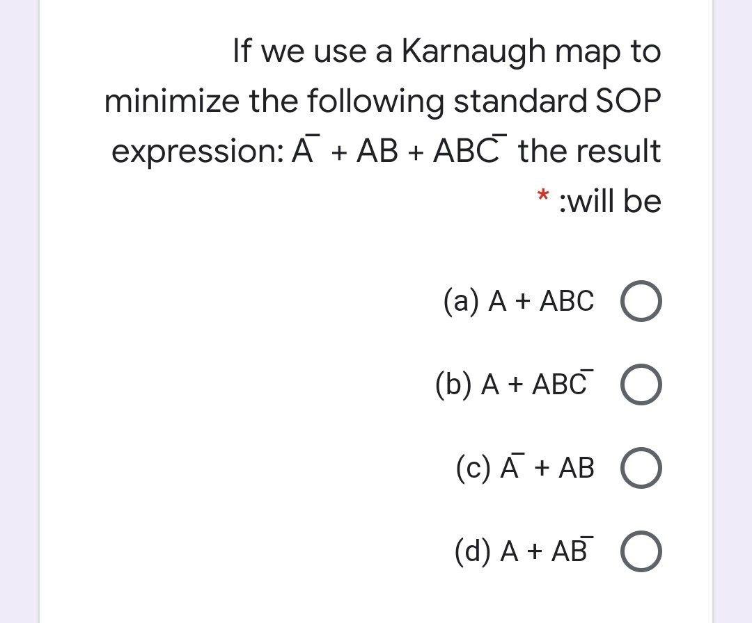 Solved If we use a Karnaugh map to minimize the following | Chegg.com