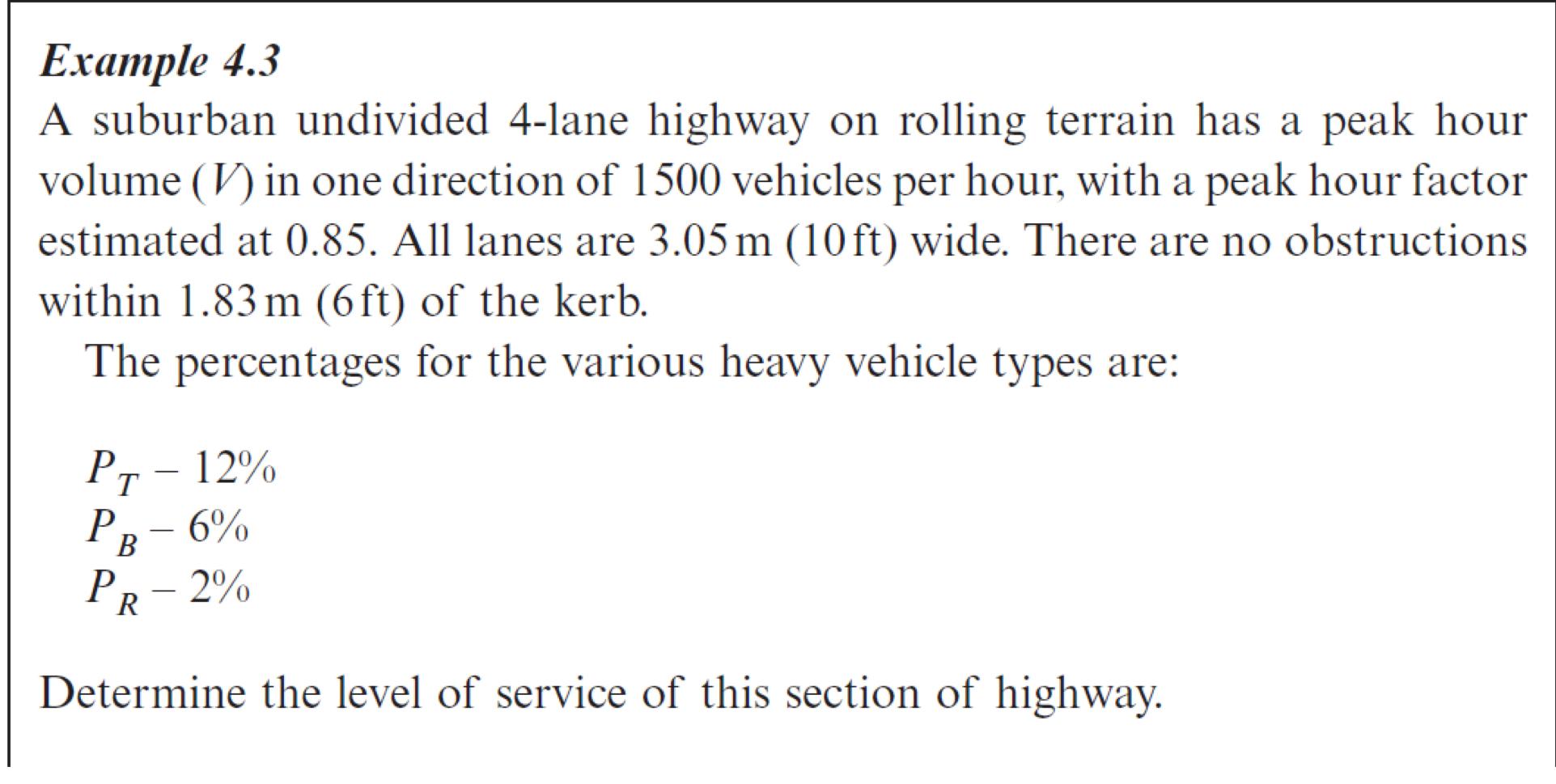 Solved Example 4.3 A suburban undivided 4-lane highway on | Chegg.com