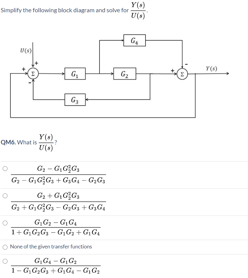 Solved Y(s) Simplify the following block diagram and solve | Chegg.com
