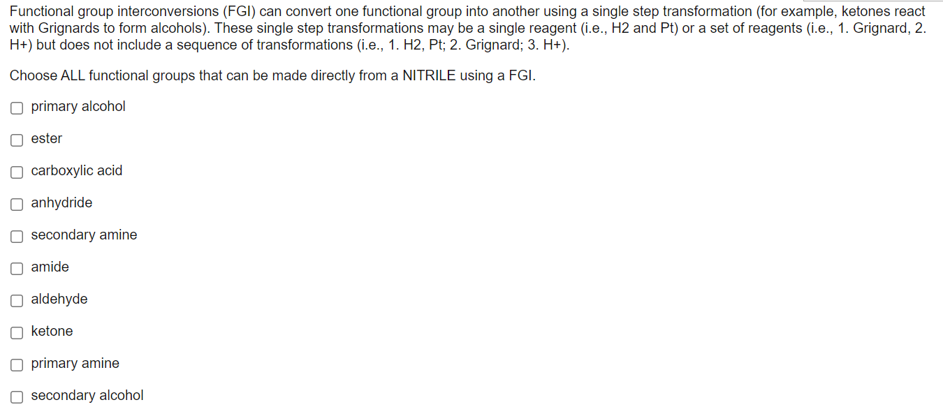 Solved Functional group interconversions (FGI) can convert | Chegg.com