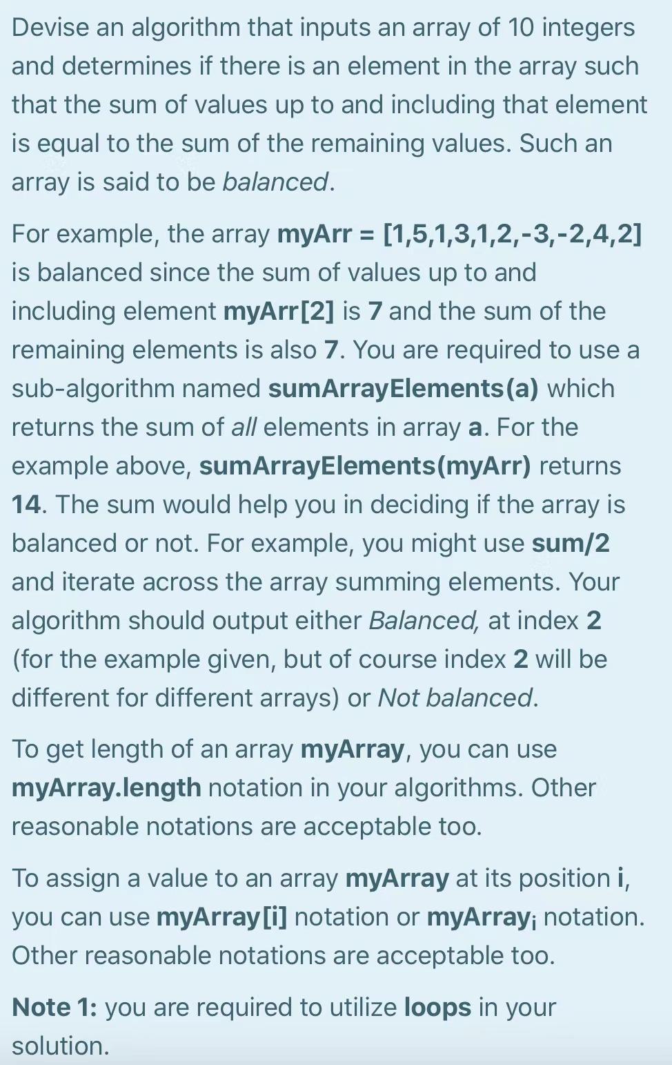 Solved Devise An Algorithm That Inputs An Array Of 10 7584