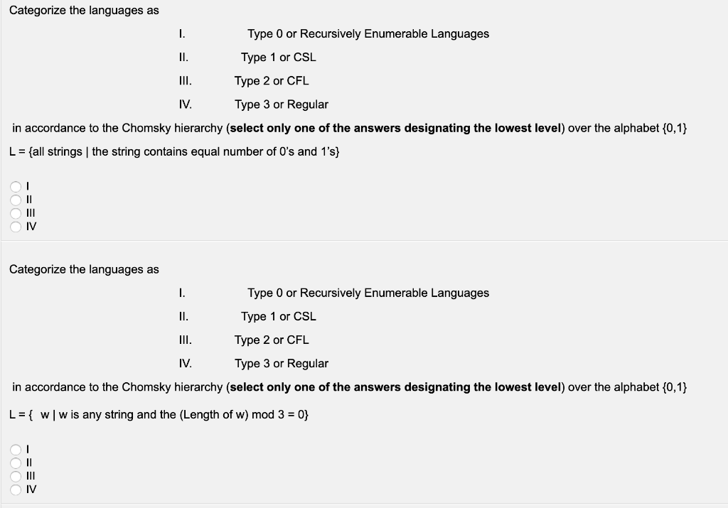 Solved Categorize the languages as Type 0 or Recursively | Chegg.com