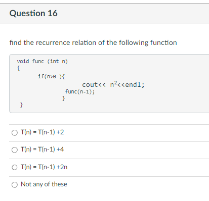 Solved find the recurrence relation of the following | Chegg.com