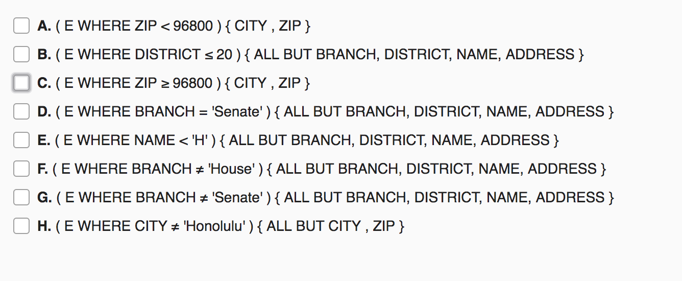 Solved C2 c1 C3 C4 C5 BRANCH DISTRICT NAME ADDRESS CITY R1 | Chegg.com