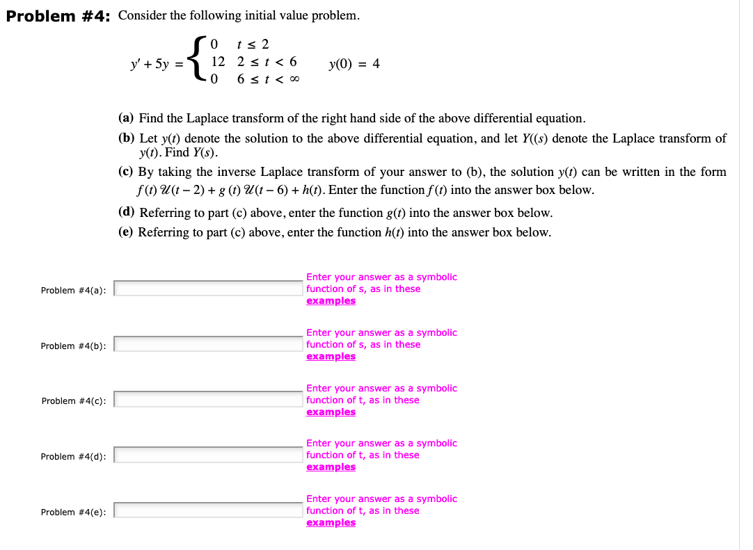 Solved Problem #4: Consider the following initial value | Chegg.com