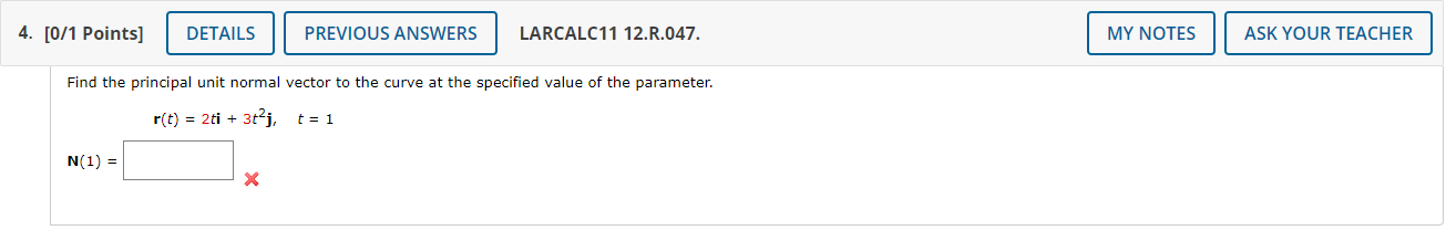 Solved Find the principal unit normal vector to the curve at | Chegg.com