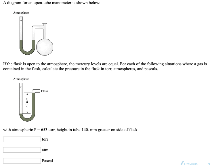 Solved A diagram for an open-tube manometer is shown below: | Chegg.com