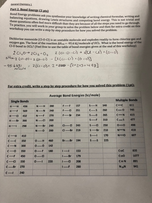 Solved Bond Energy problems ask you synthesize your | Chegg.com