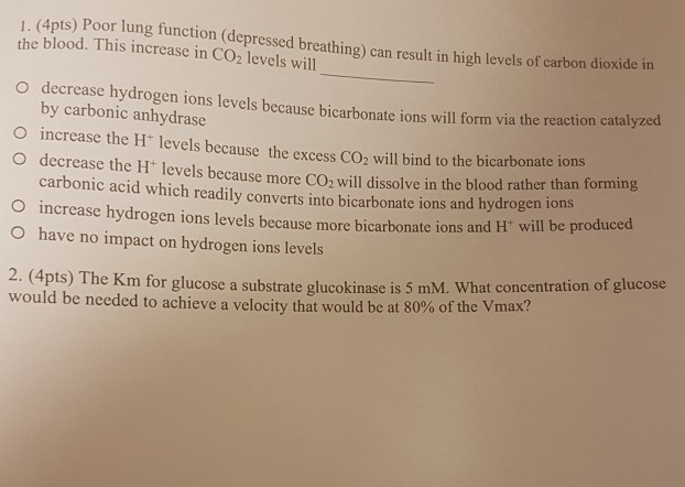 Solved 1. (4pts) Poor lung function (depressed breathing) | Chegg.com