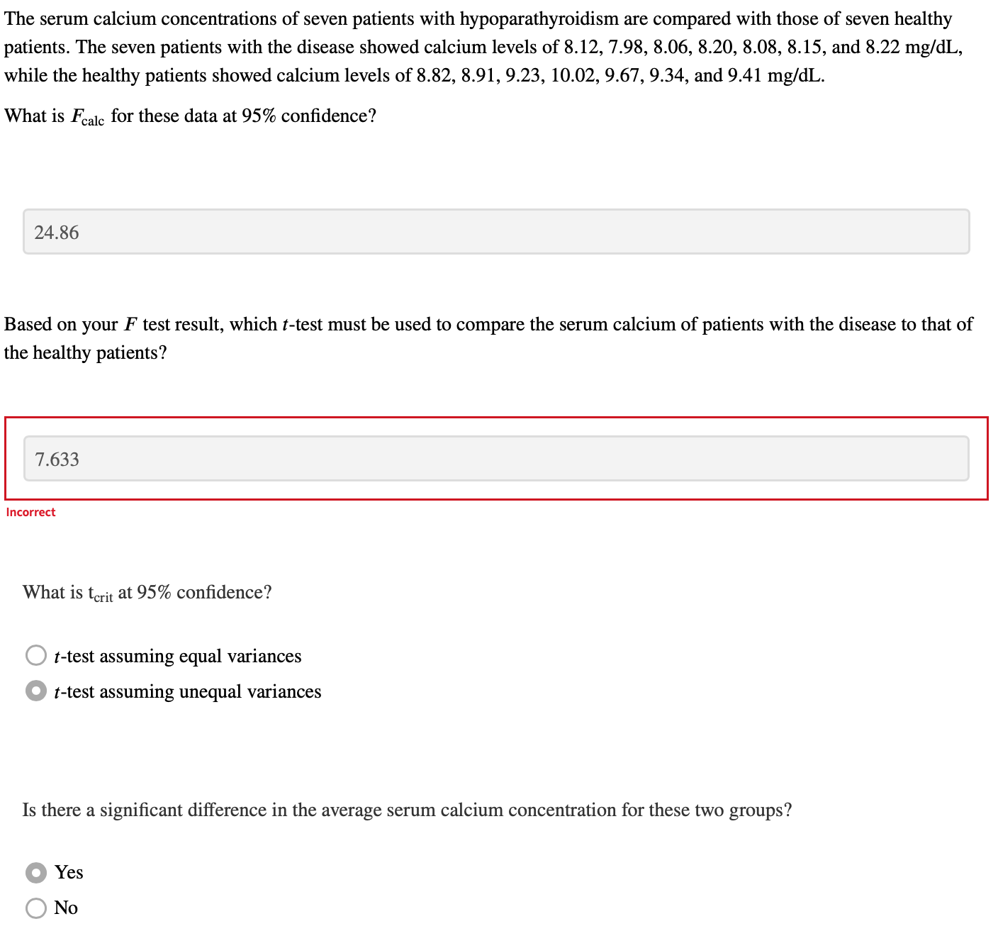 Solved HOW do I find the tcalc value and WHY is it wrong? | Chegg.com