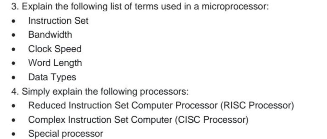 Solved . 3. Explain the following list of terms used in a | Chegg.com