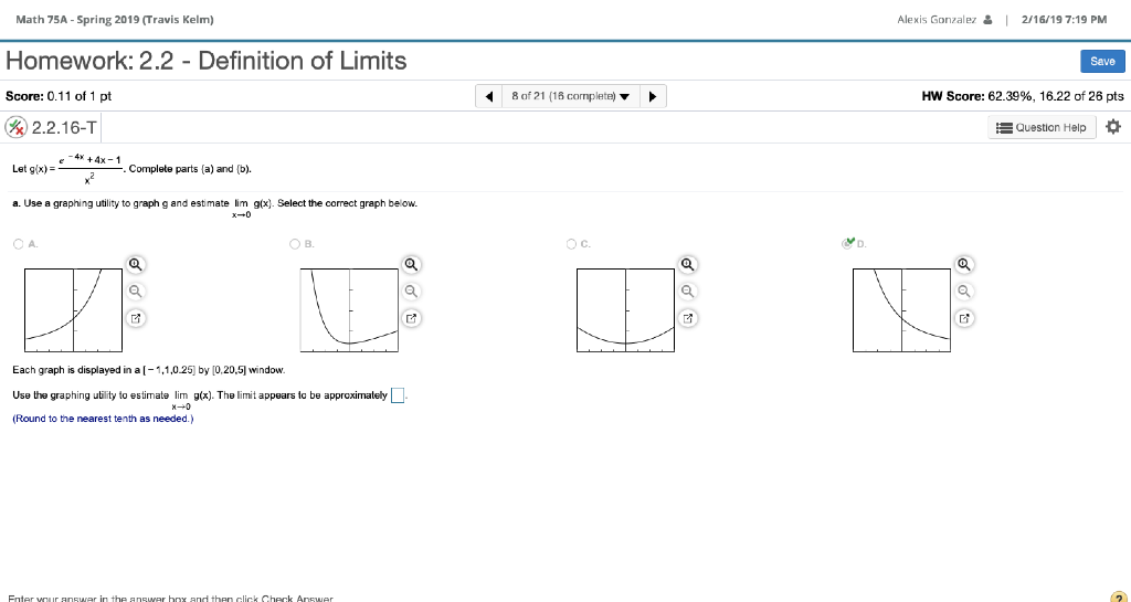 Solved Math 75A - Spring 2019 (Travis Kelm) is Gonzalez | Chegg.com