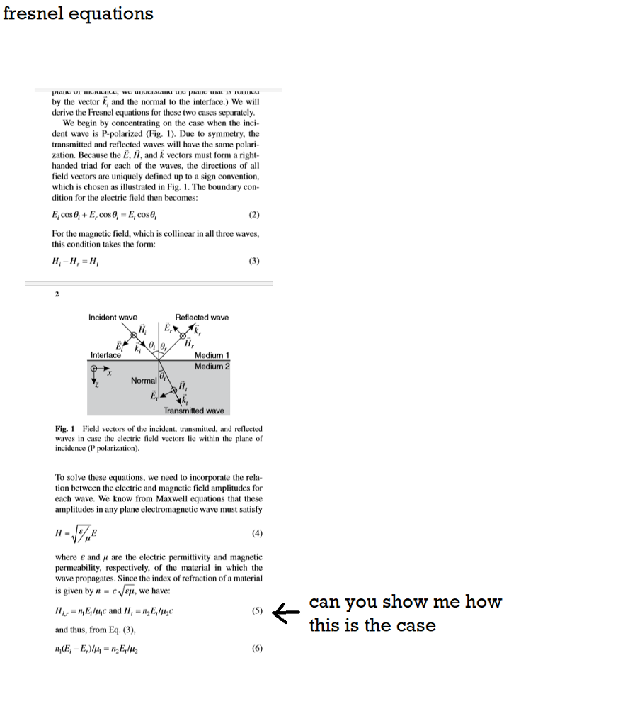 Solved fresnel equations by the vector k and the normal to | Chegg.com
