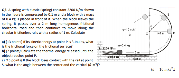 Solved S Q3. A spring with elastic (spring) constant 2200 | Chegg.com