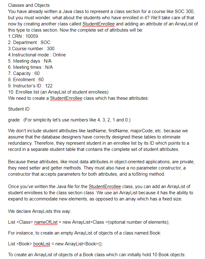 Solved need help java code of class section class | Chegg.com