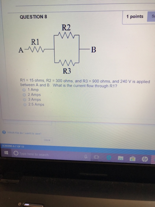 Solved 1 pointsS QUESTION 8 RD R1 R3 R1-15 ohms, R2 = 300 | Chegg.com