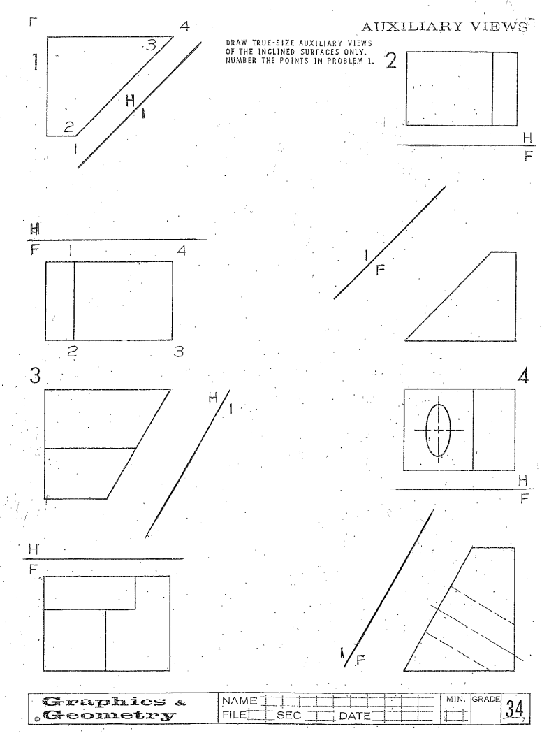 Solved AUXILIARY VIEWS DRAW TRUE-SIZE AUXILIARY VIEWS OF THE | Chegg.com