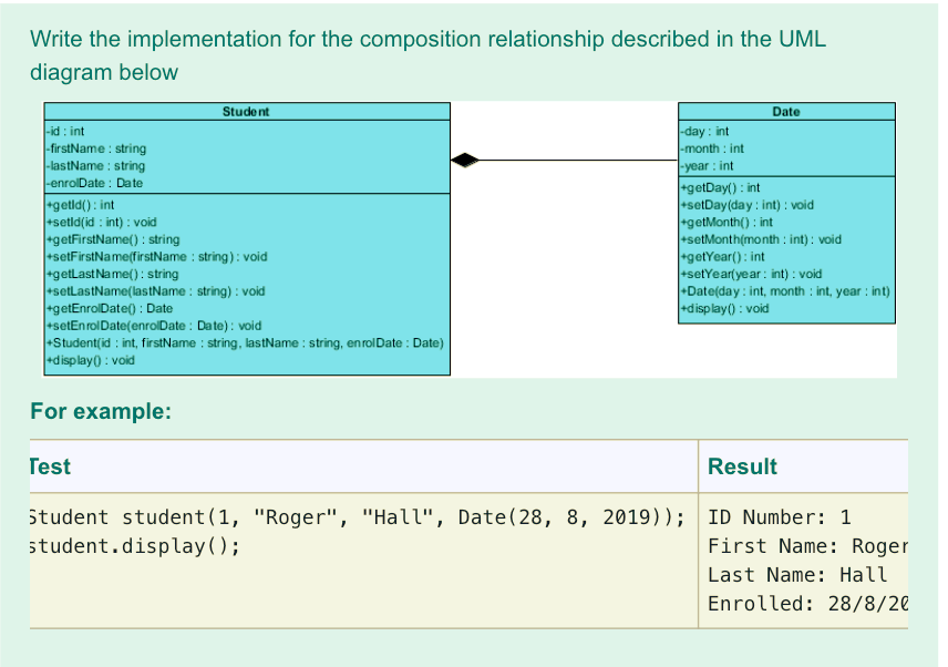 Solved Write the implementation for the composition | Chegg.com