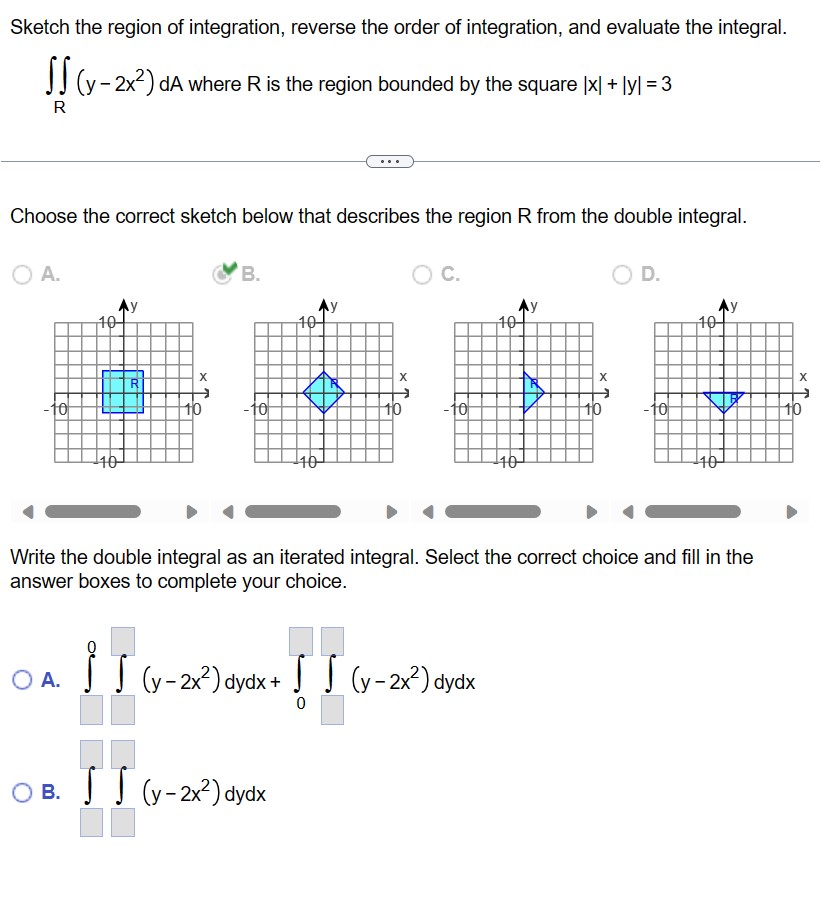 Solved Write the double integral as an iterated integral. | Chegg.com
