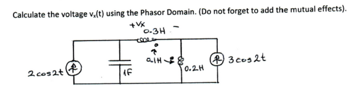 Solved Calculate the voltage vy(t) using the Phasor Domain. | Chegg.com