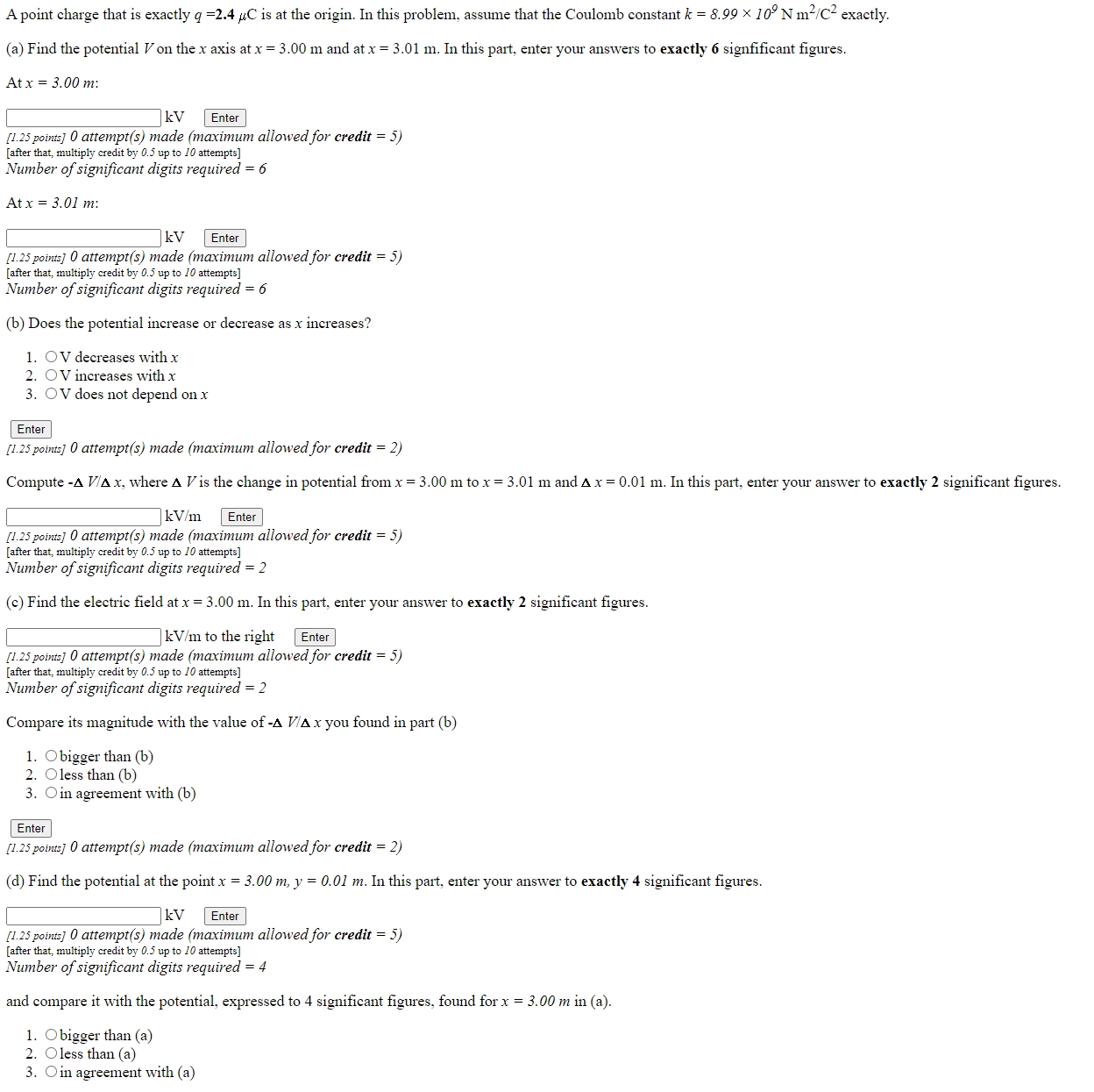 A point charge that is exactly q=2.4μC is at the | Chegg.com