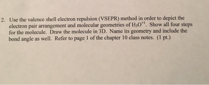 Solved Use the valence shell electron repulsion (VSEPR) | Chegg.com