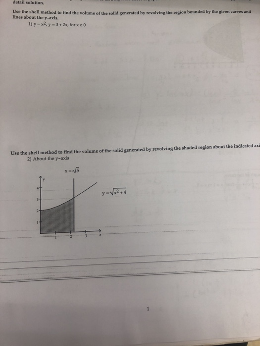 Solved detail solution. Use the shell method to find the | Chegg.com