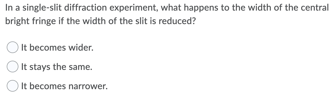 Solved In a single-slit diffraction experiment, what happens | Chegg.com