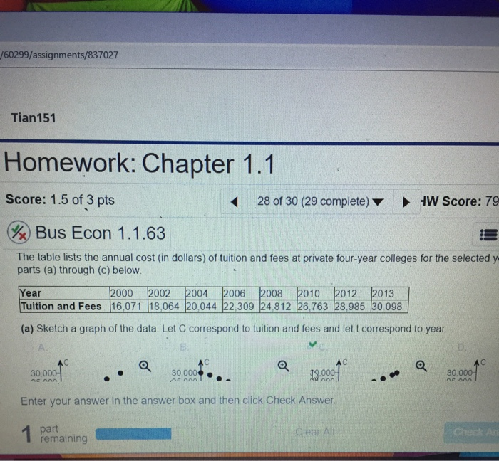 Solved I need help solving for the annual cost of tuition | Chegg.com