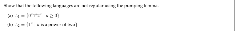 Solved Show that the following languages are not regular | Chegg.com