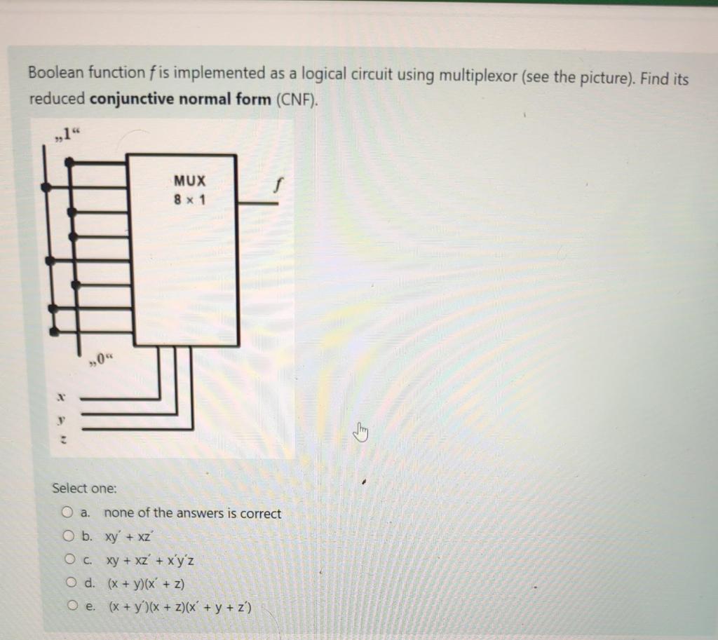Boolean Function F Is Implemented As A Logical 3199