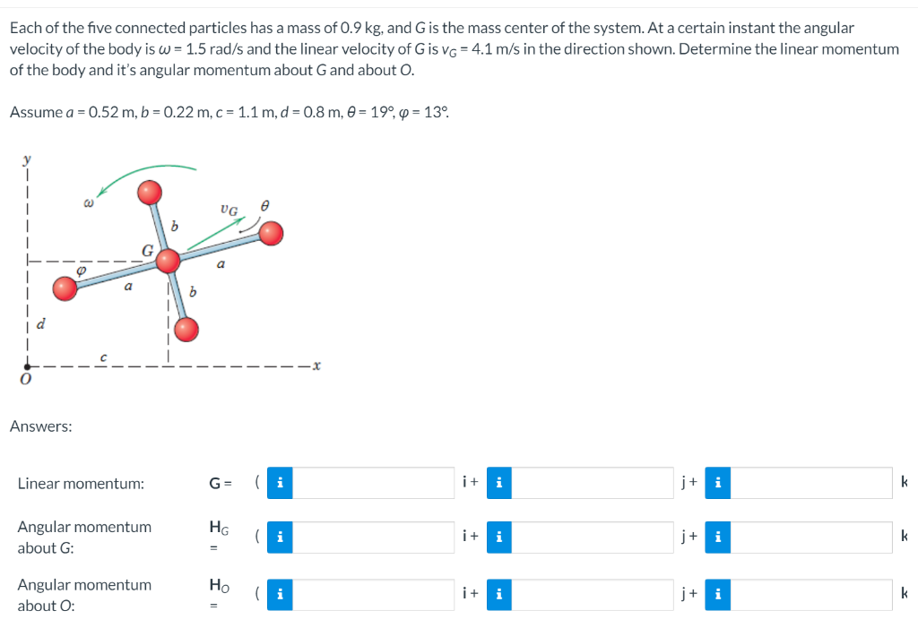 Solved Each of the five connected particles has a mass of | Chegg.com