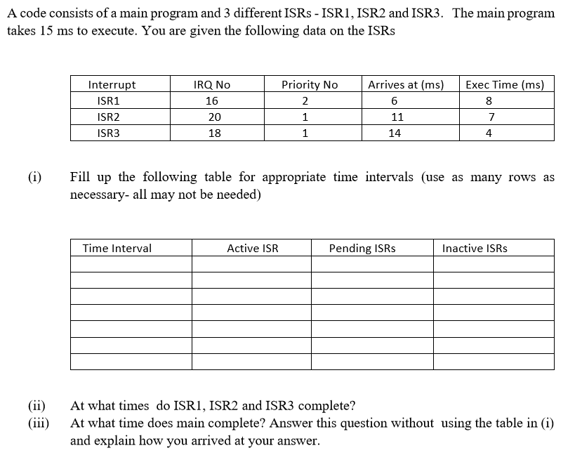 A code consists of a main program and 3 different | Chegg.com