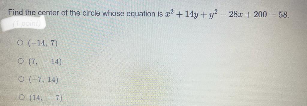 Solved Find the center of the circle whose equation is | Chegg.com