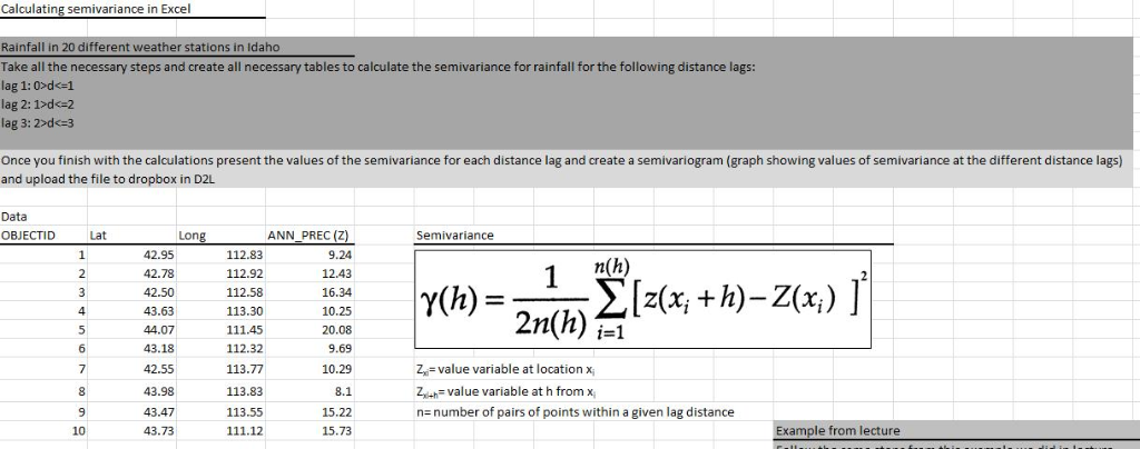 Find the semivariance | Chegg.com
