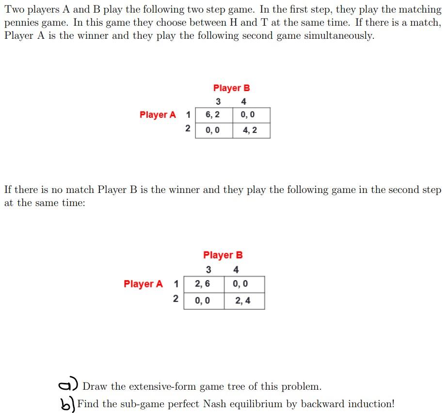 Solved Two players A and B play the following two step game. | Chegg.com