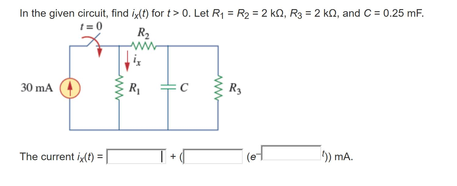 Solved In the given circuit, find ix(t) for t > 0. Let R1 = | Chegg.com