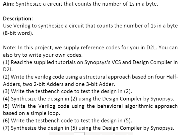 Solved Aim: Synthesize a circuit that counts the number of | Chegg.com