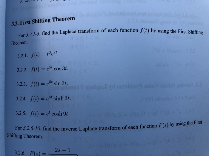 Solved 3.2. First Shifting Theorem For 3.2.1-5, find the | Chegg.com
