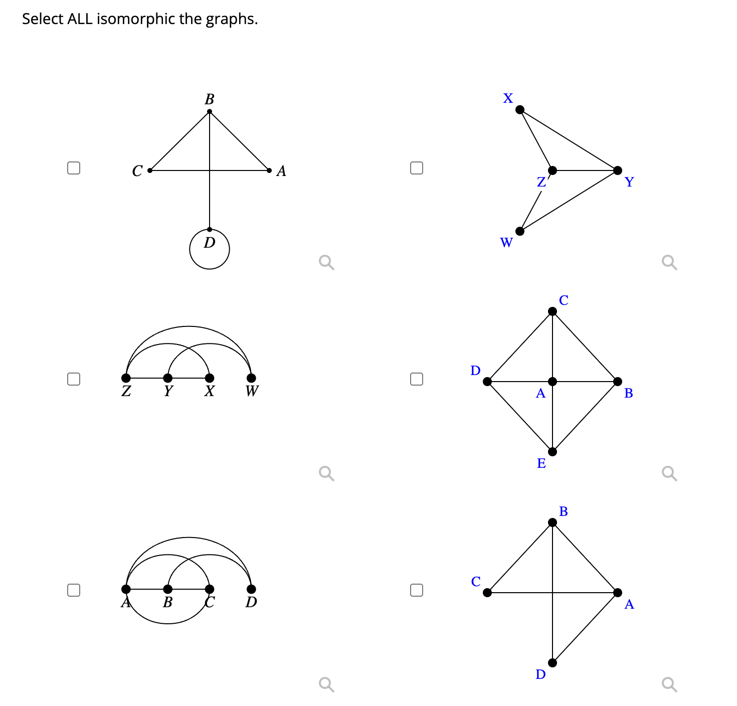 Solved Select ALL isomorphic the graphs. | Chegg.com Solved Select ALL isomorphic the graphs. | Chegg.com