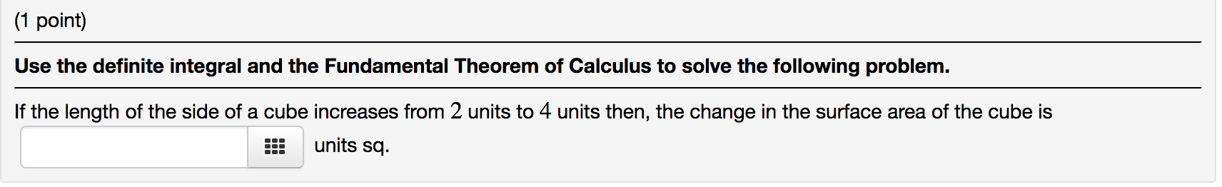 Solved (1 point) Use the definite integral and the | Chegg.com Solved (1 point) Use the definite integral and the | Chegg.com