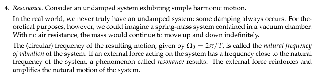Solved 4. Resonance. Consider an undamped system exhibiting | Chegg.com