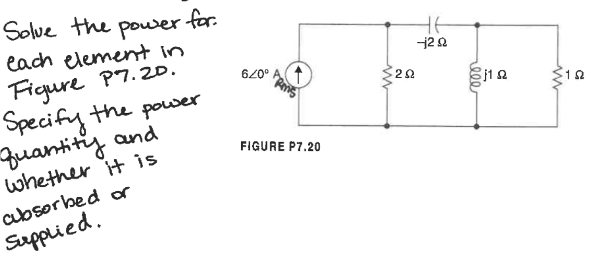 Solved Solve the power for each element in Figure P7.20. | Chegg.com