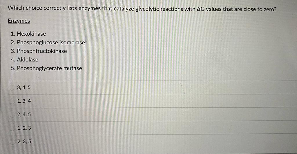 Solved Which choice correctly lists enzymes that catalyze | Chegg.com