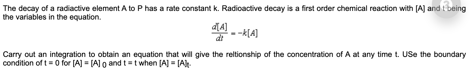 Solved The decay of a radiactive element A to P has a rate | Chegg.com