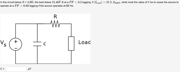Solved In ﻿the circuit below, R=4.9Ω, ﻿the load draws | Chegg.com